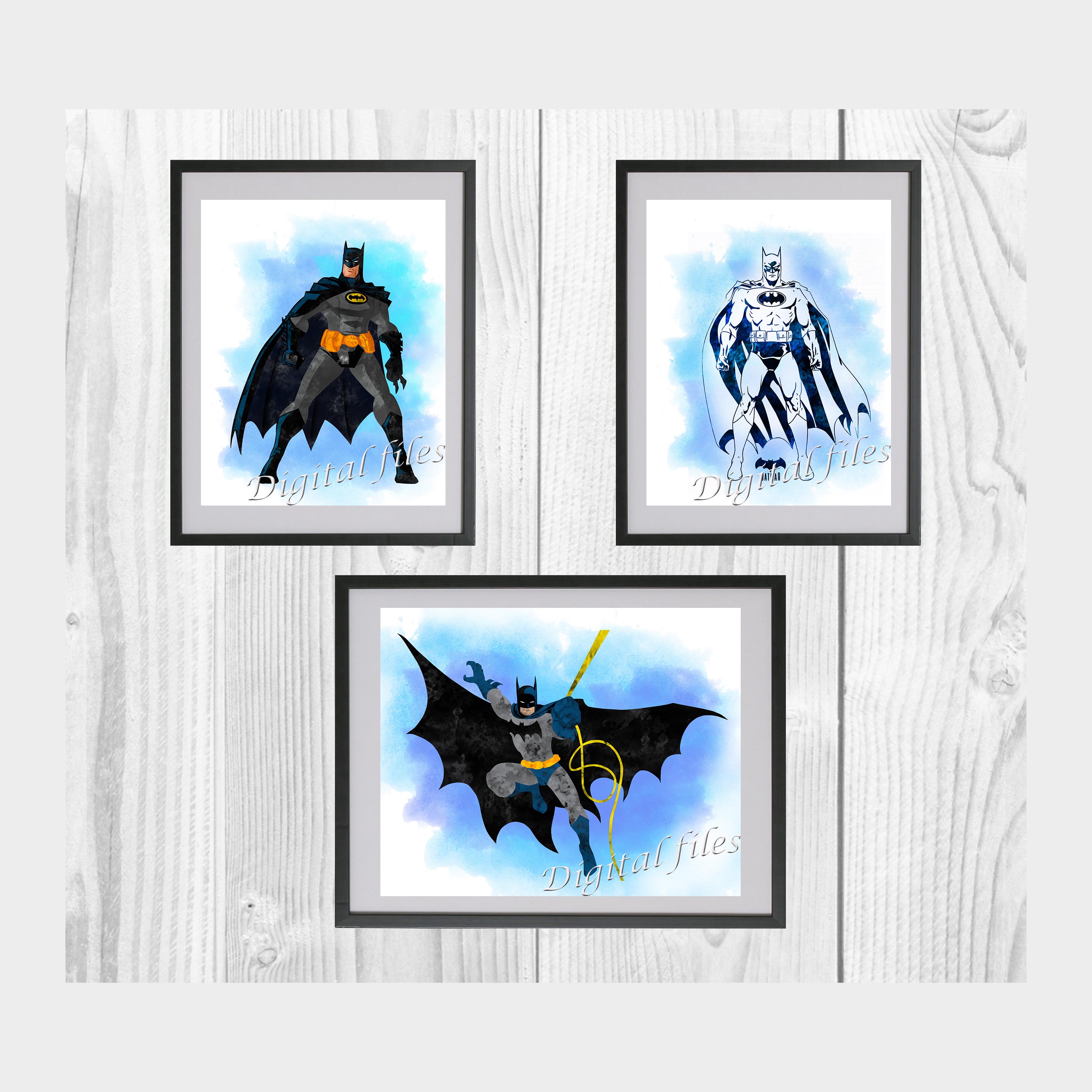 Batman DC Superheroes Set Art Print Digital Files decor nurs | Inspire ...