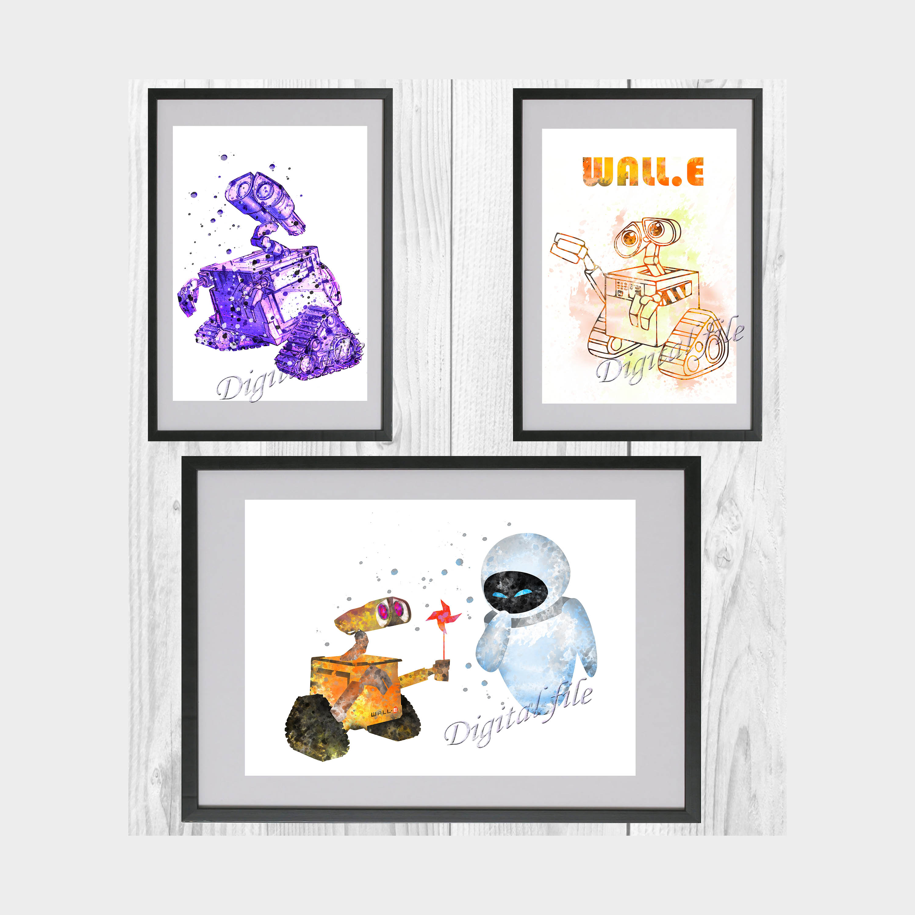 WALL-E Set Disney Art Print Digital Files decor nursery room | Inspire ...