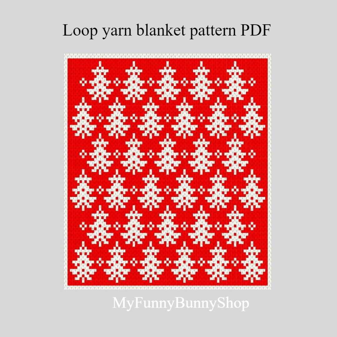 Loop yarn finger knitted Trees Mosaic blanket pattern PDF | Inspire Uplift