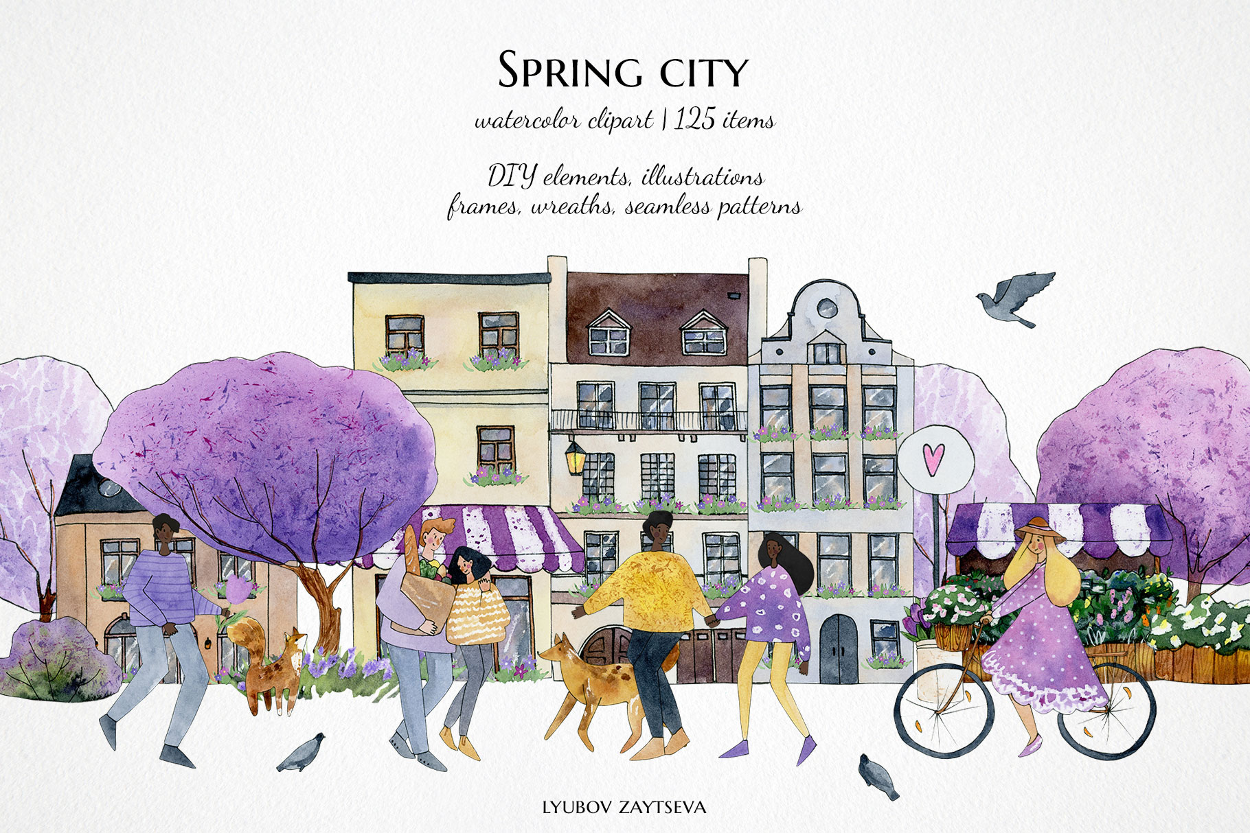 watercolor spring city clipart, black couples illustrations - Inspire ...