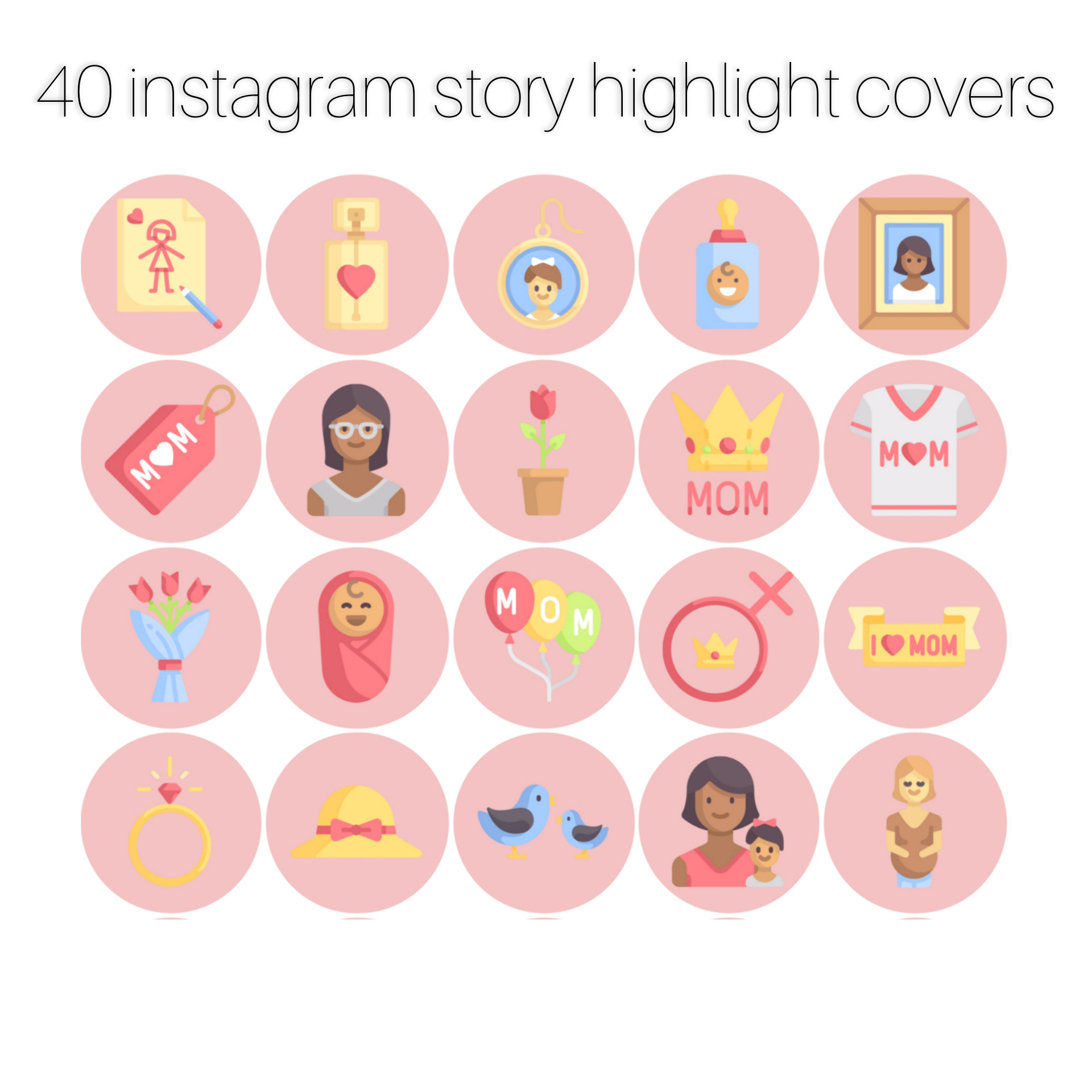 40 mom instagram highlight covers. Pixel social media icons. | Inspire ...