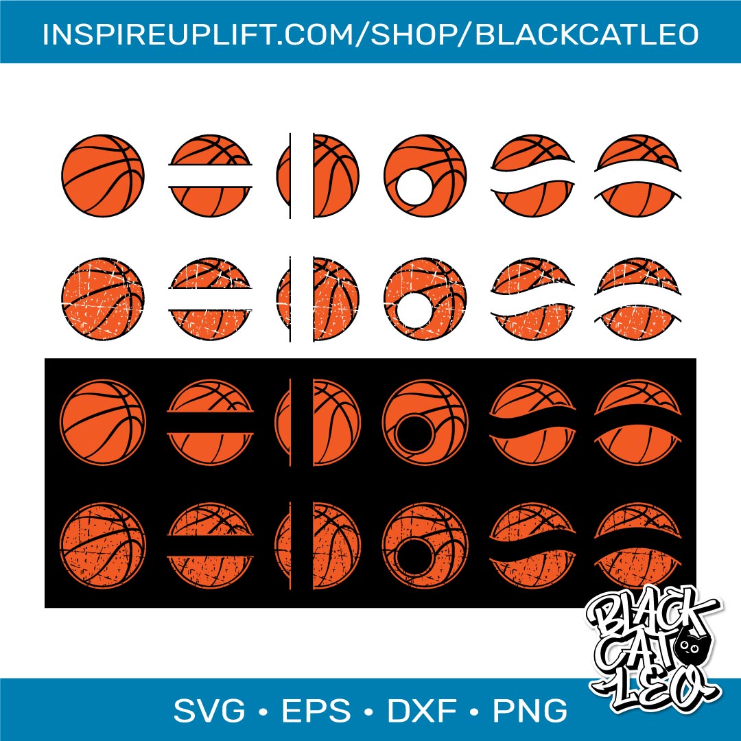 Basketball SVG Bundle. Distressed split basketball ball set. | Inspire ...