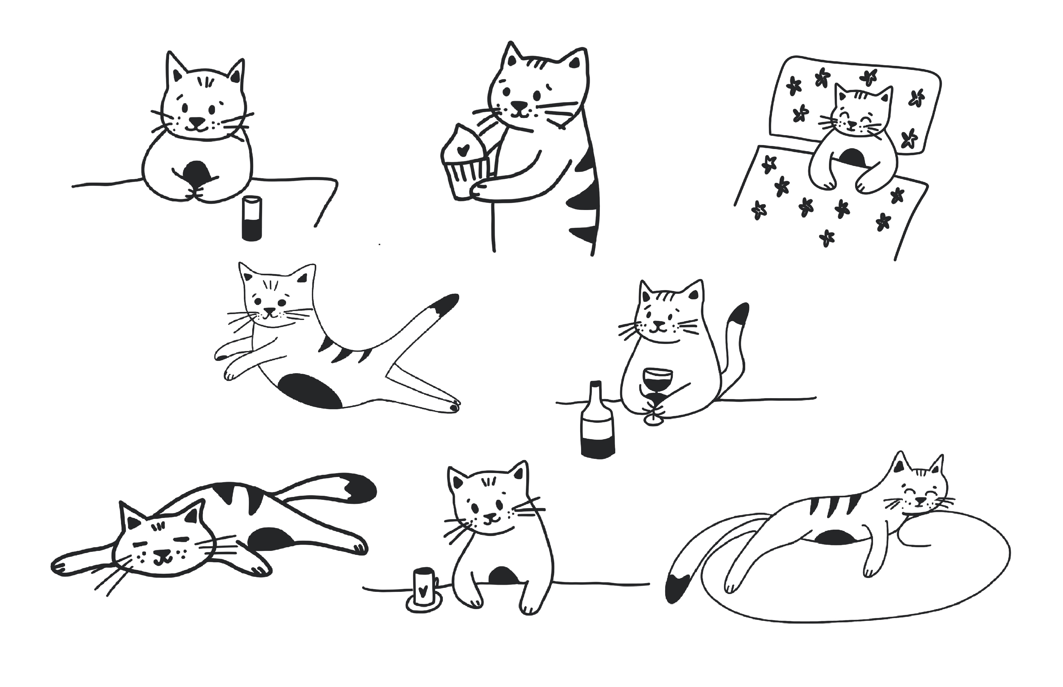 set of picture sketch cat, digital - Inspire Uplift