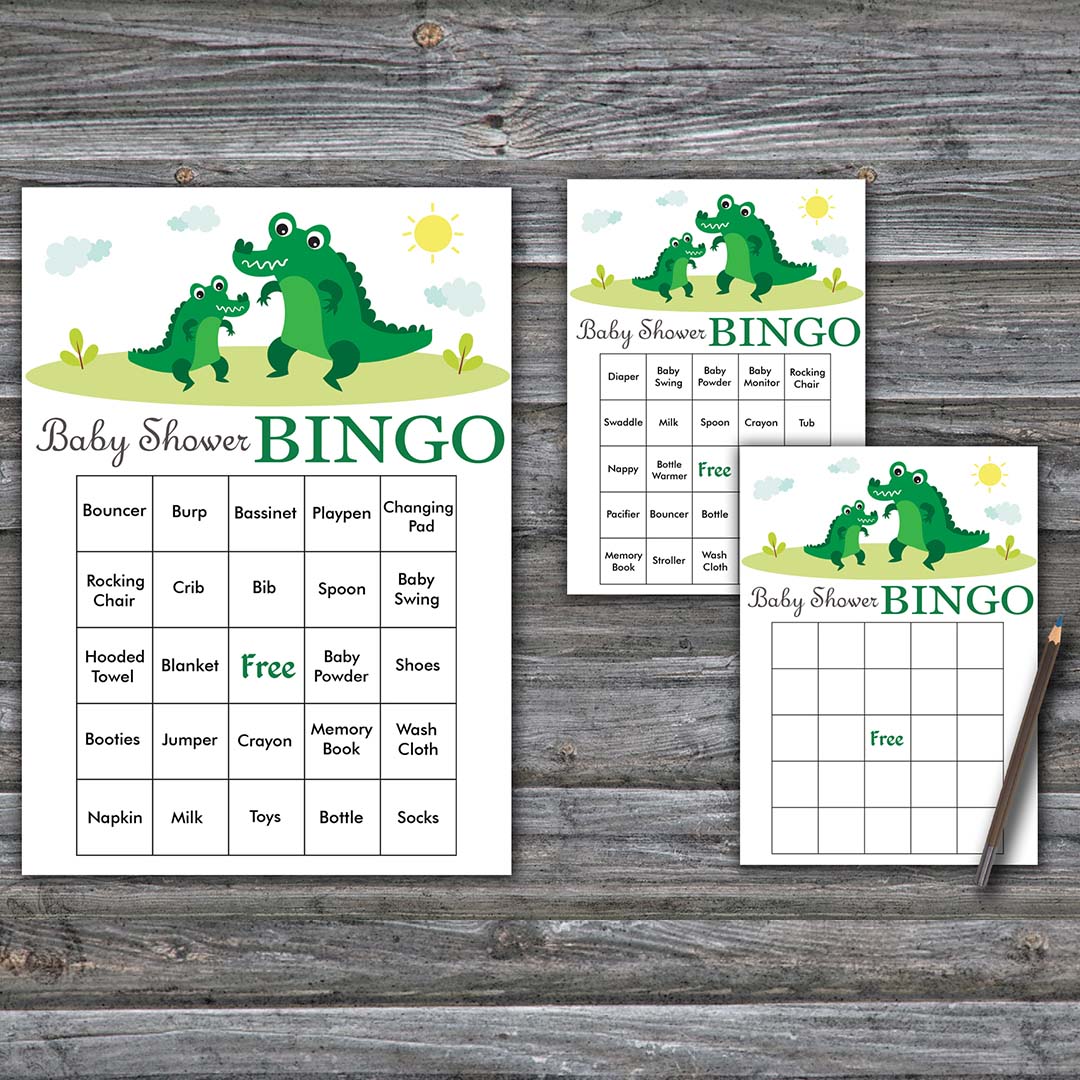 60 Alligator Baby Shower Bingo Cards,Jungle Baby Shower Bing - Inspire ...