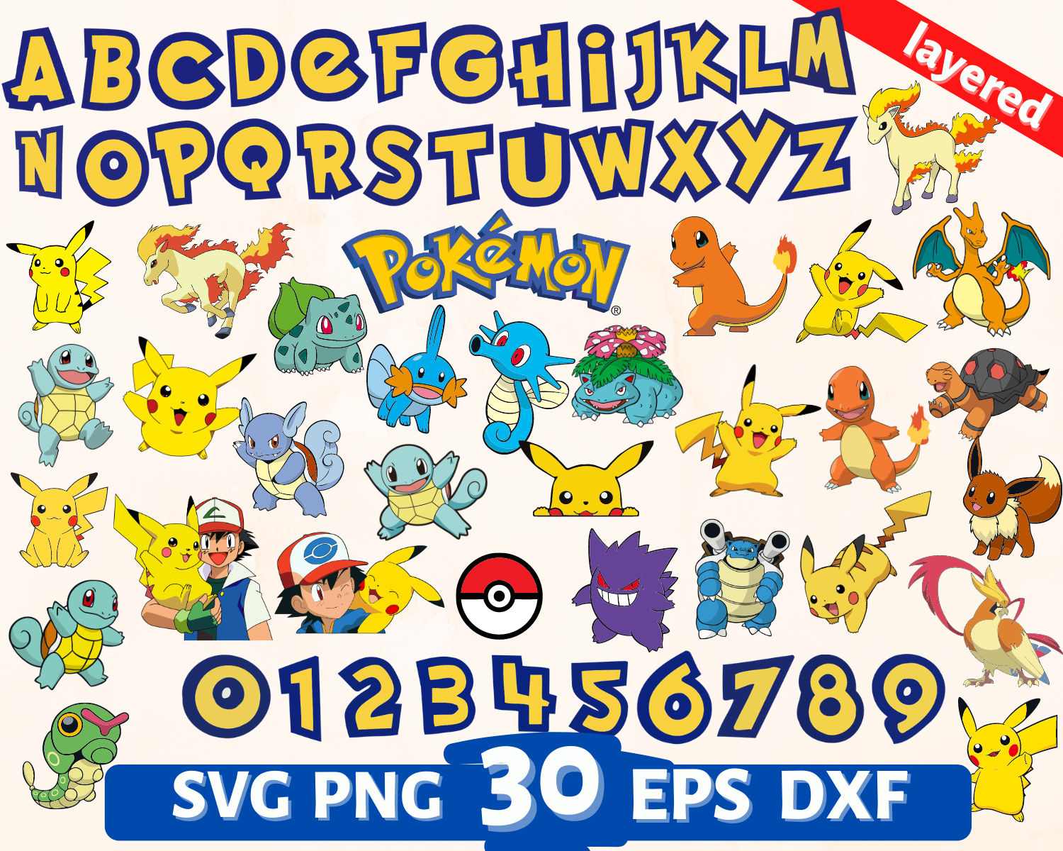 Big SVG Bundle, Digital Download, Pokemon Alphabet, Pokemon | Inspire ...