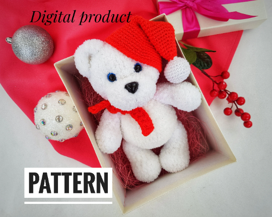 Crochet teddy bear Pattern in santa hat, Christmas amigurumi | Inspire ...