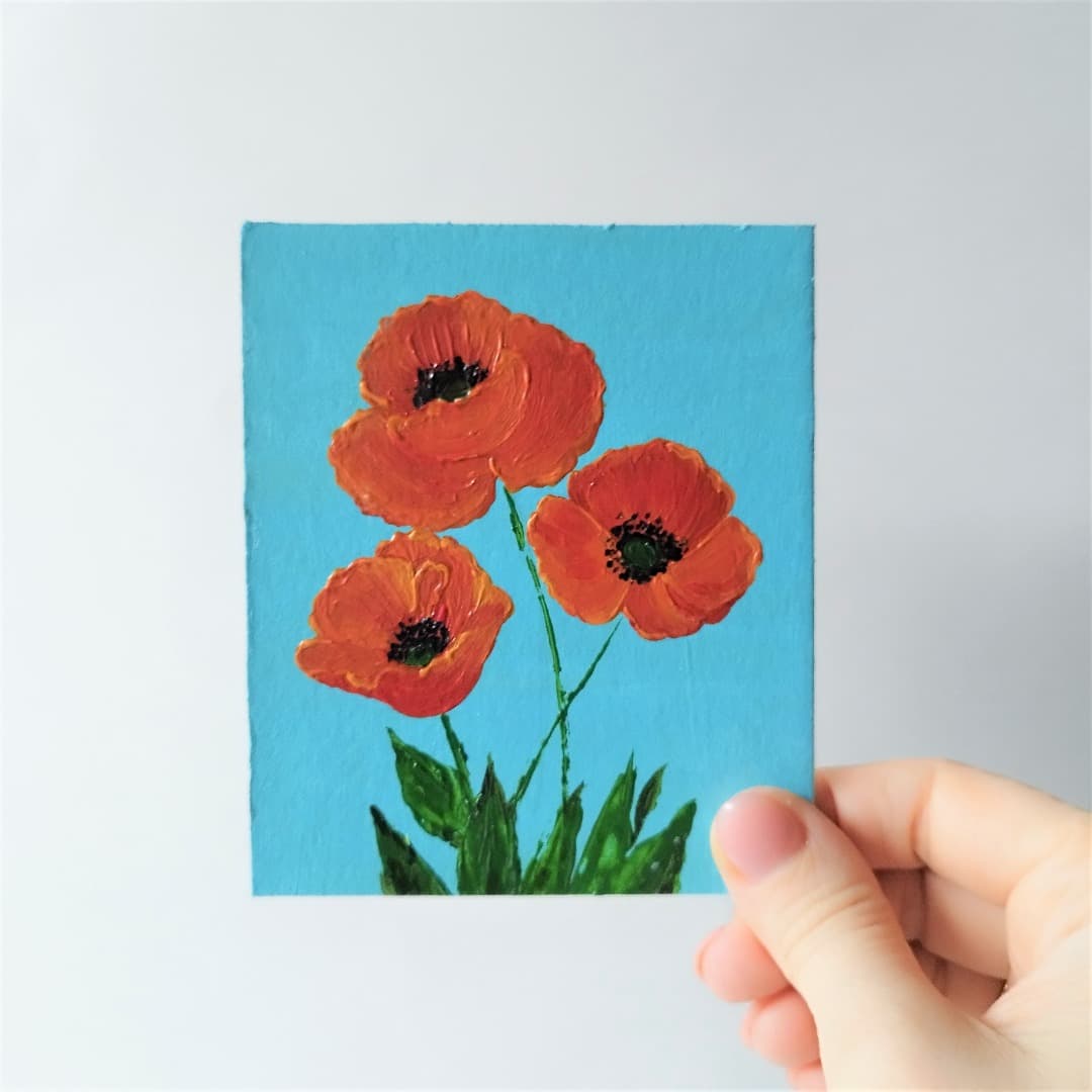 Poppies small painting, Poppy flowers art, California poppy - Inspire ...