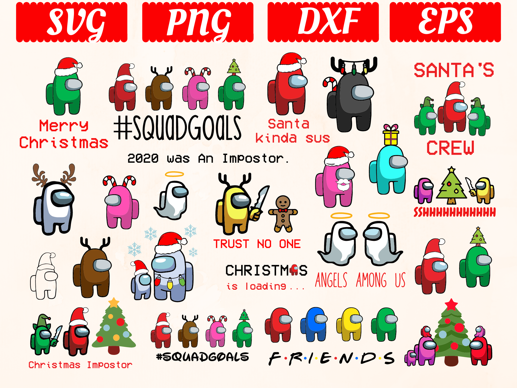 Big SVG Bundle, Digital Download, Among Us Christmas svg, Am | Inspire ...