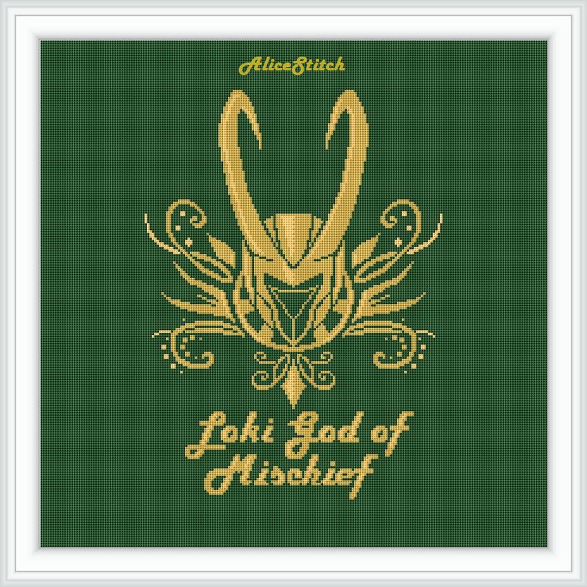 Cross stitch pattern Loki god Mischief silhouette superhero | Inspire ...
