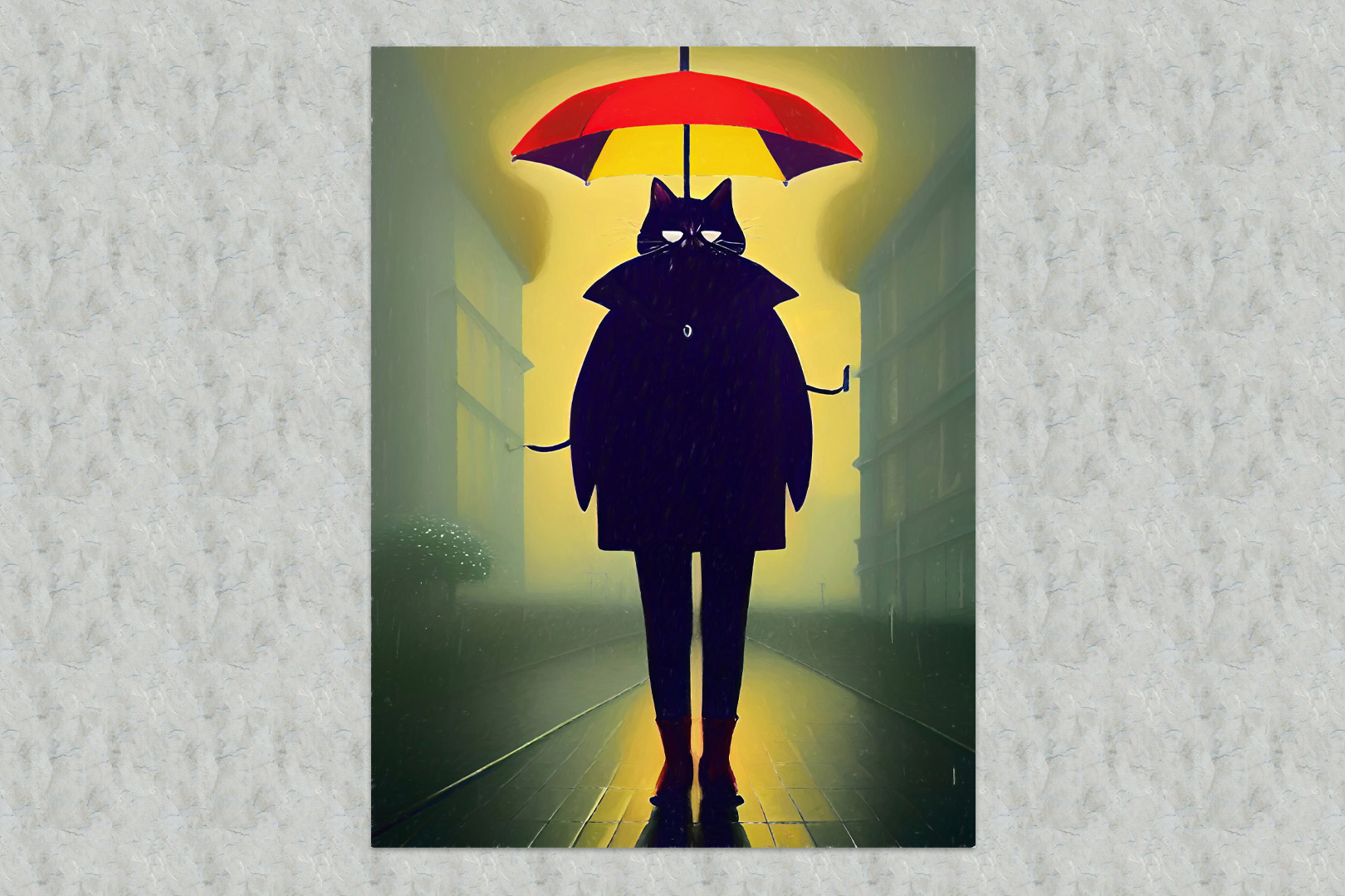 Black cat with umbrella on head - Inspire Uplift