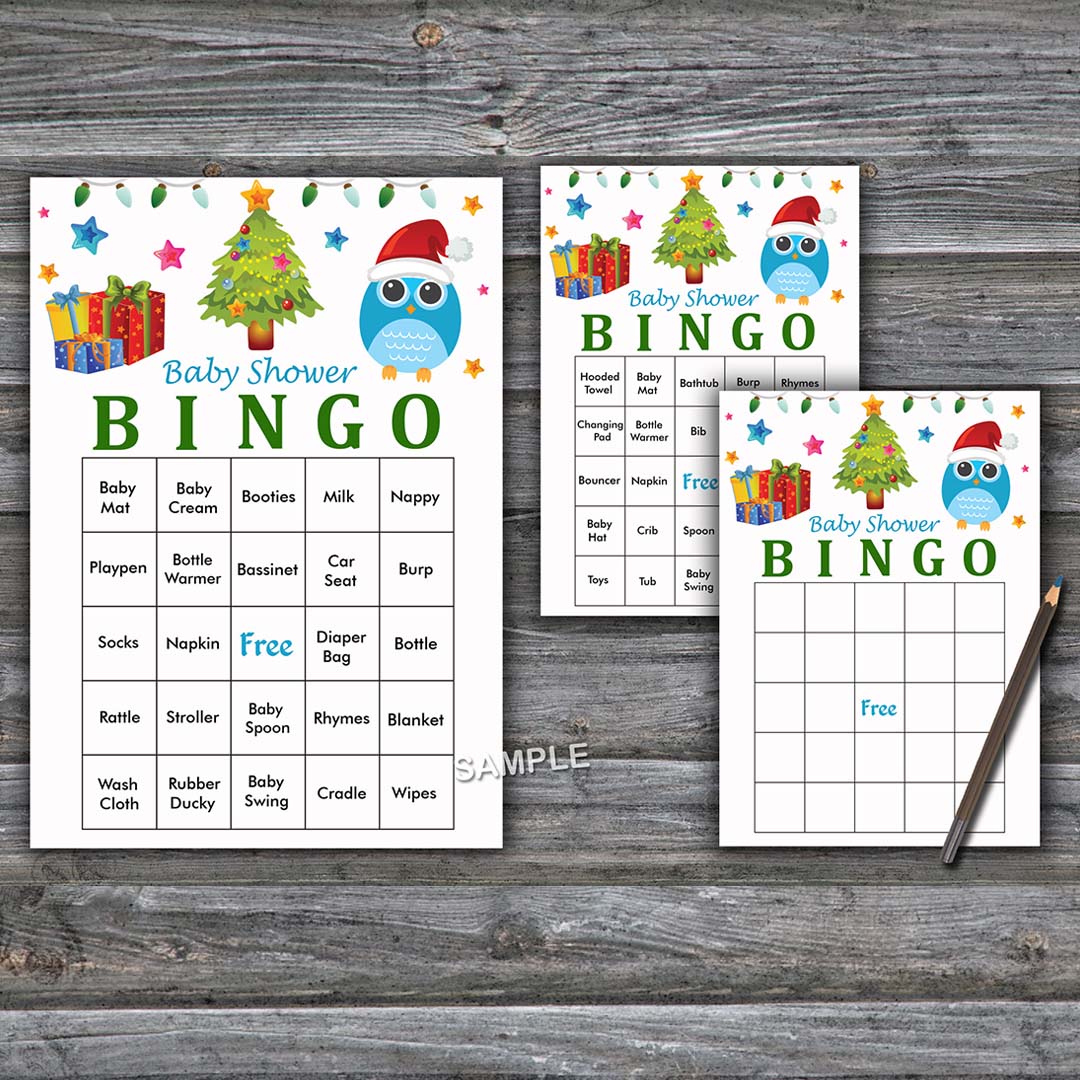 60 Christmas tree Baby Shower Bingo Cards,Christmas Baby Sho - Inspire ...