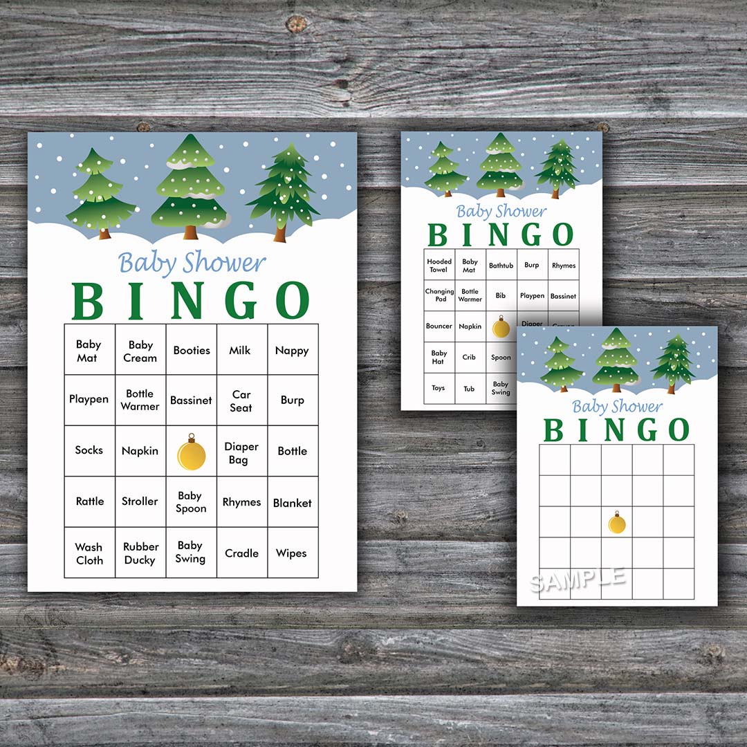 60 Christmas tree Baby Shower Bingo Cards,Christmas Baby Sho - Inspire ...