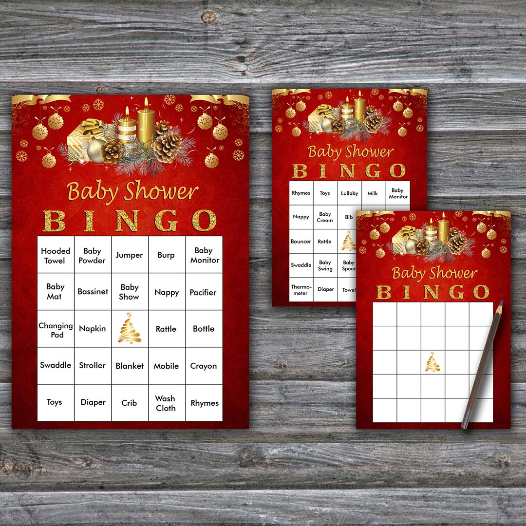 60 Christmas candle Baby Shower Bingo Cards,Christmas Baby S - Inspire ...
