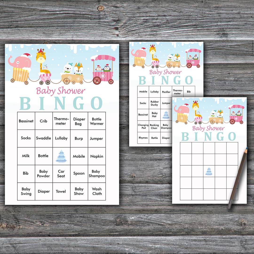 60 Christmas train animals Baby Shower Bingo Cards,Christmas - Inspire ...