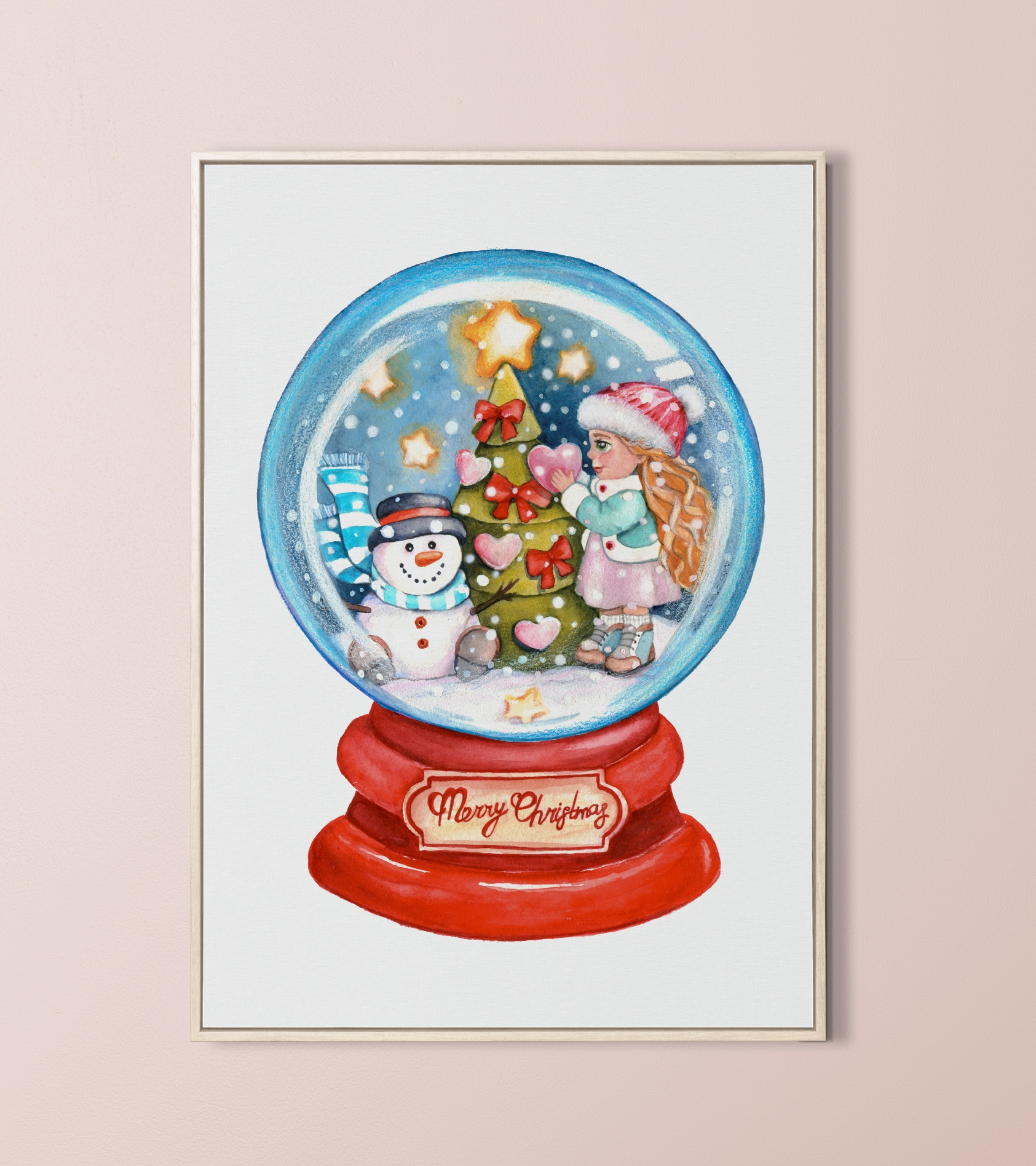 Snowball. Christmas cartoon watercolor hand drawing. Digital - Inspire ...