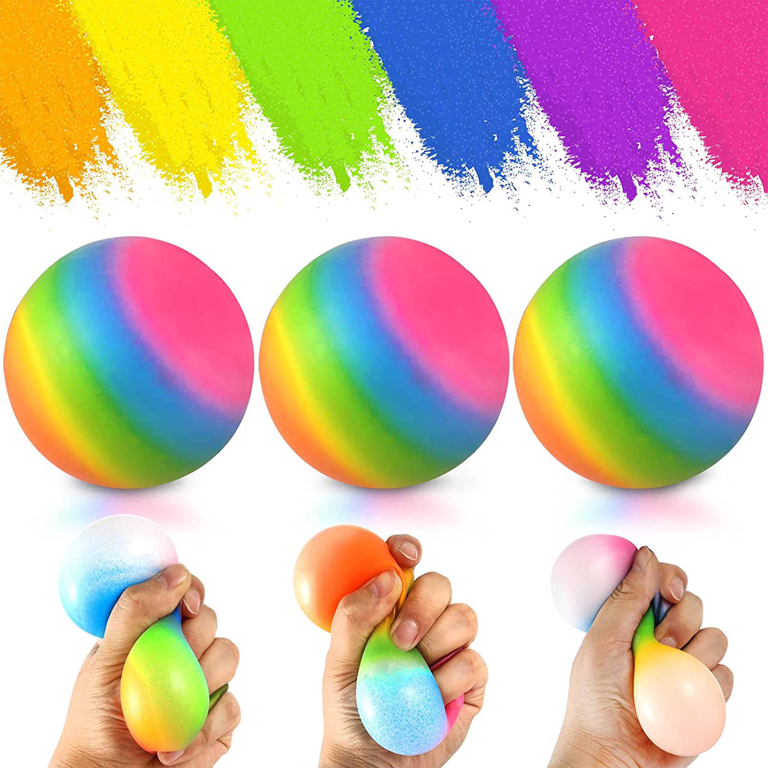 Elastic Fidget Squeeze Balls Rainbow - Inspire Uplift