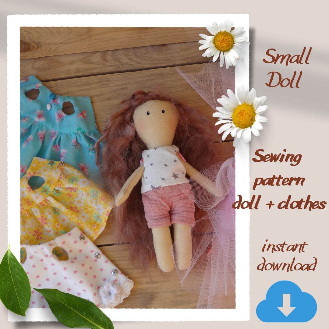 Small doll sewing pattern pdf - Ragdoll with clothes - Doll - Inspire Uplift