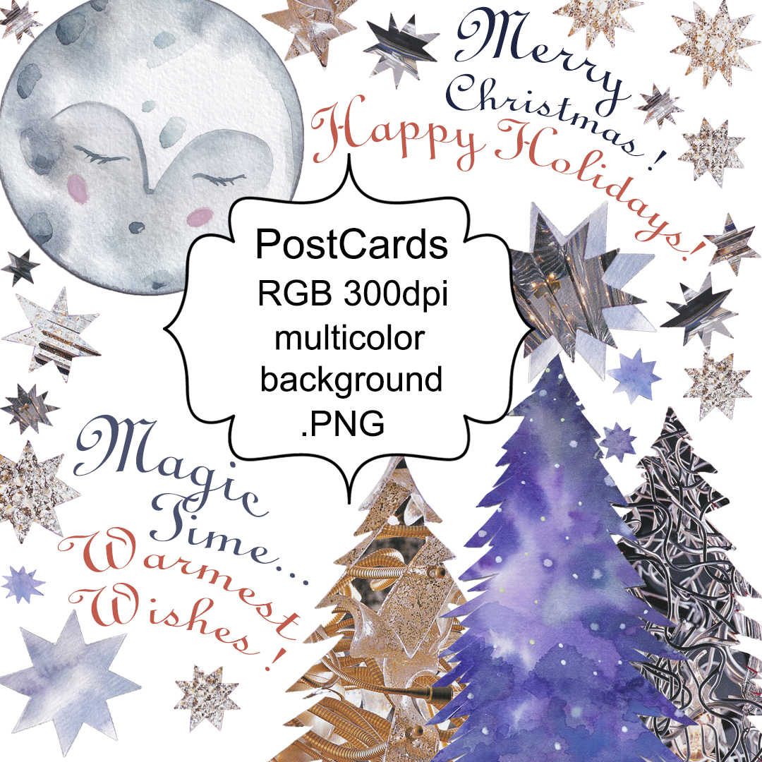 Winter holidays Xmas tree Stars Design cards Pastel colors | Inspire Uplift