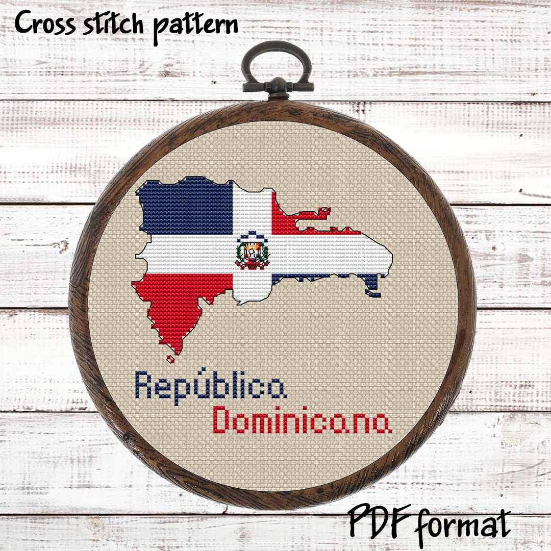 Dominican Republic Map Cross Stitch pattern modern | Inspire Uplift