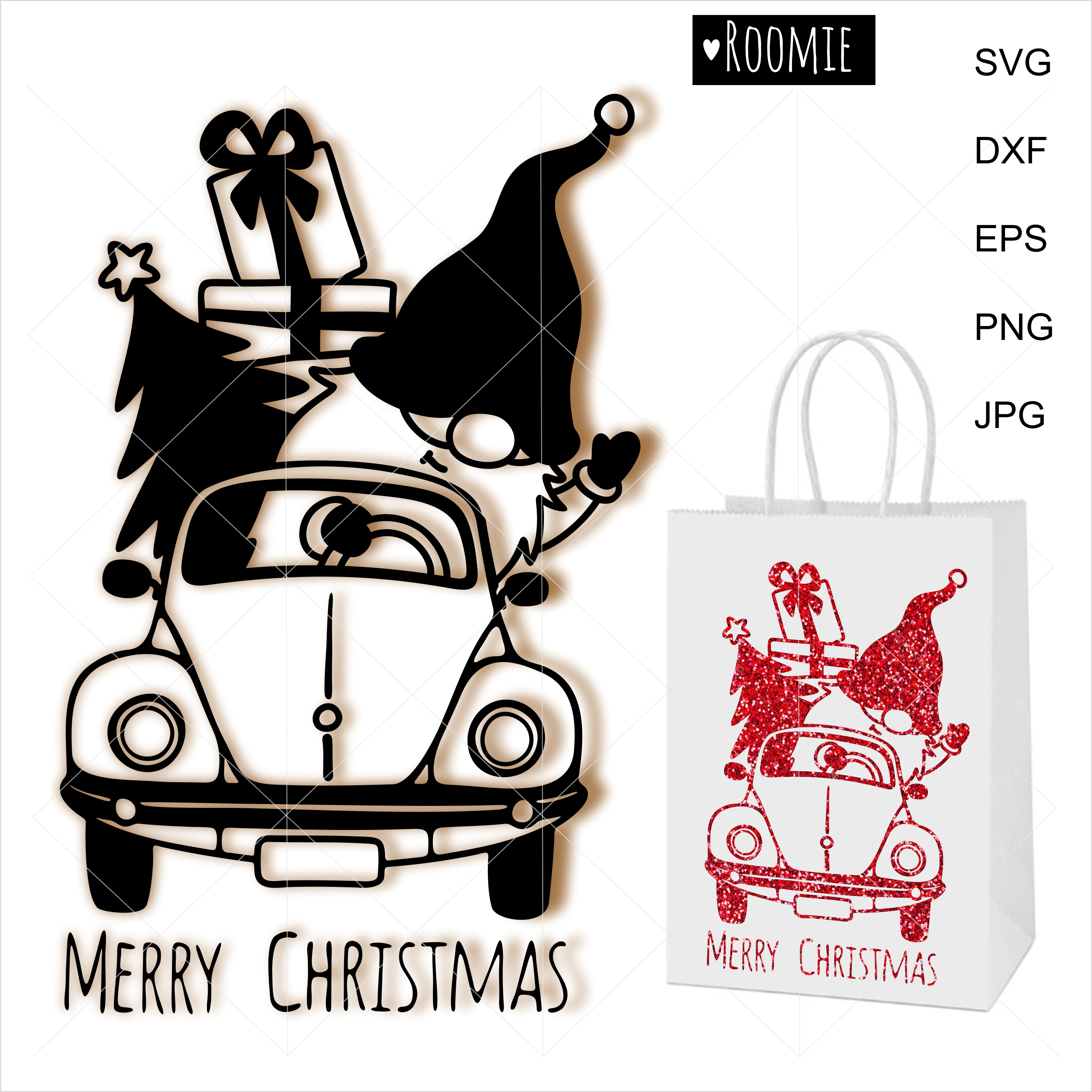 Merry Christmas gnome in retro car svg, Santa svg, Christmas | Inspire ...