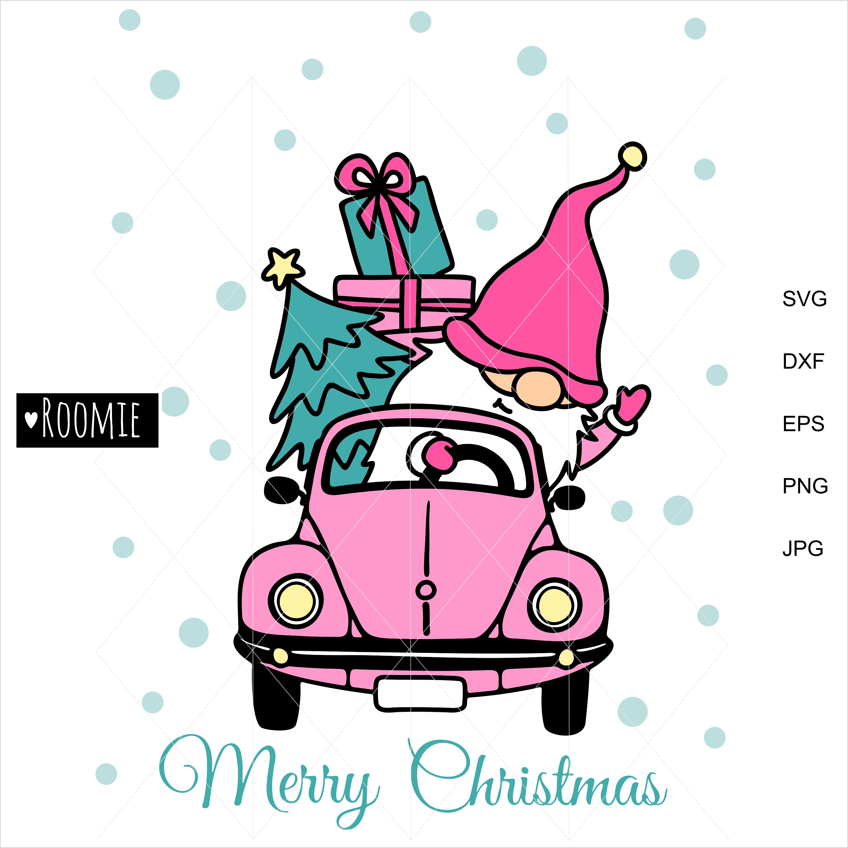 Merry Christmas gnome in Pink retro car svg, Santa svg, Chri - Inspire ...