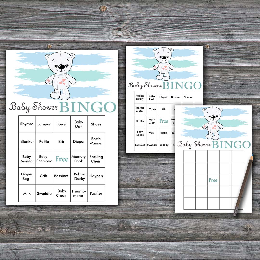 Polar bear Baby Shower Bingo Cards,Polar bear Baby Shower Bi - Inspire ...