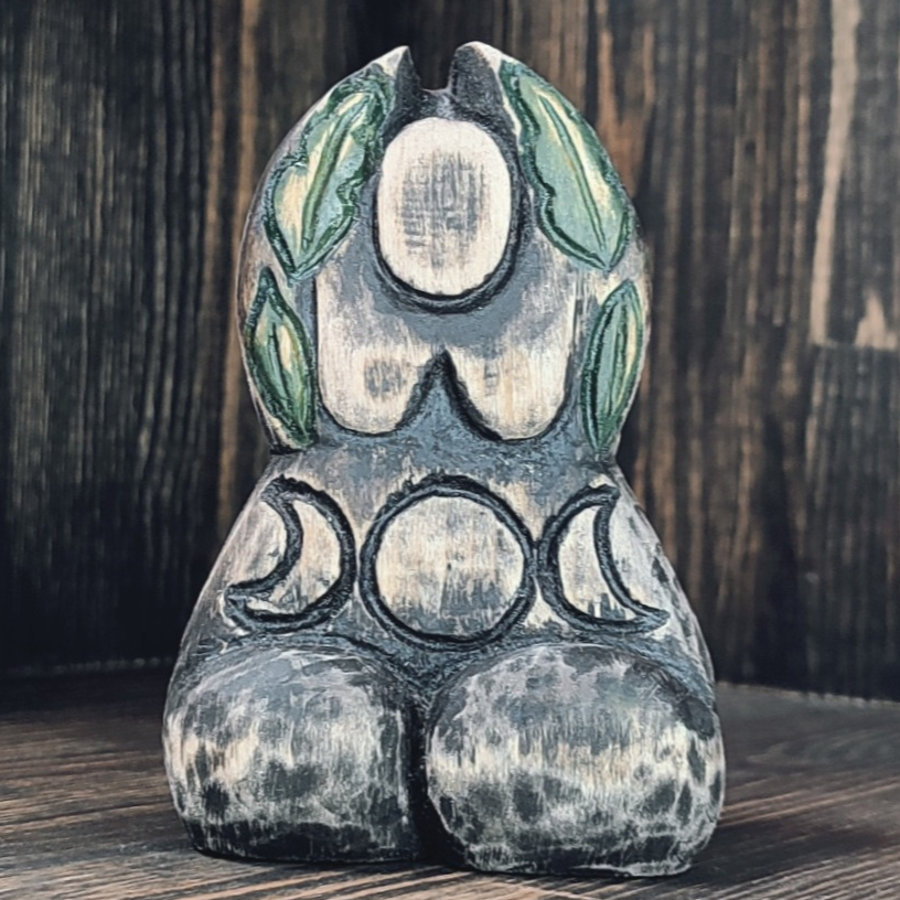 Goddess statue Green Triple moon Moon phase art Yggdrasil Ga | Inspire ...