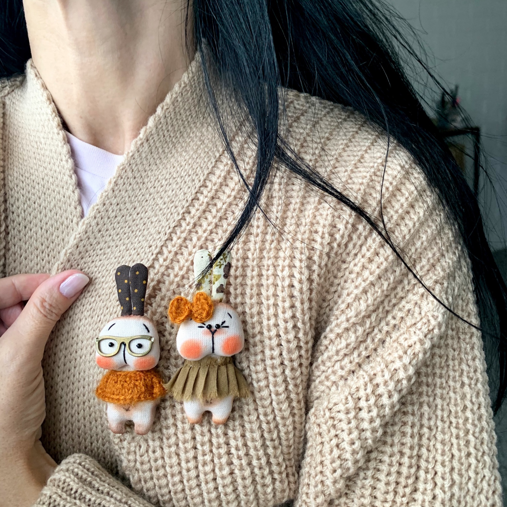 Rabbit brooch handmade Little Bunny Animal from fabric Chris - Inspire ...