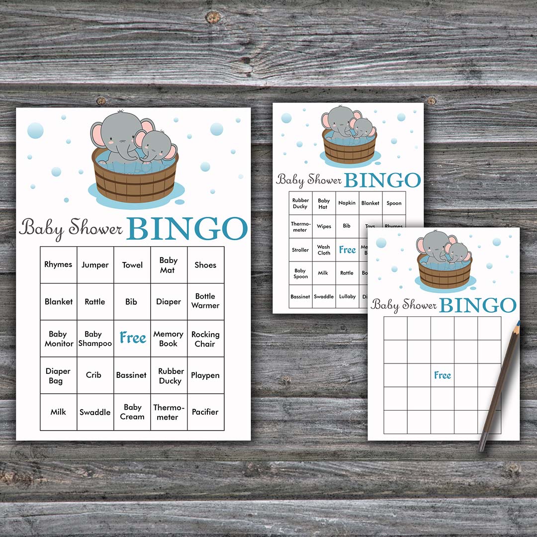 Baby Elephant Baby Shower Bingo Cards,Elephant Baby Shower B | Inspire ...