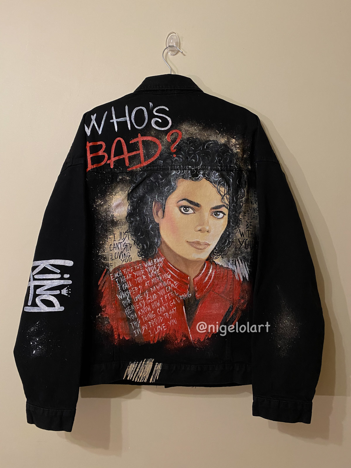 Michael Jackson Painted denim jacket Custom jacket Portrait - Inspire ...