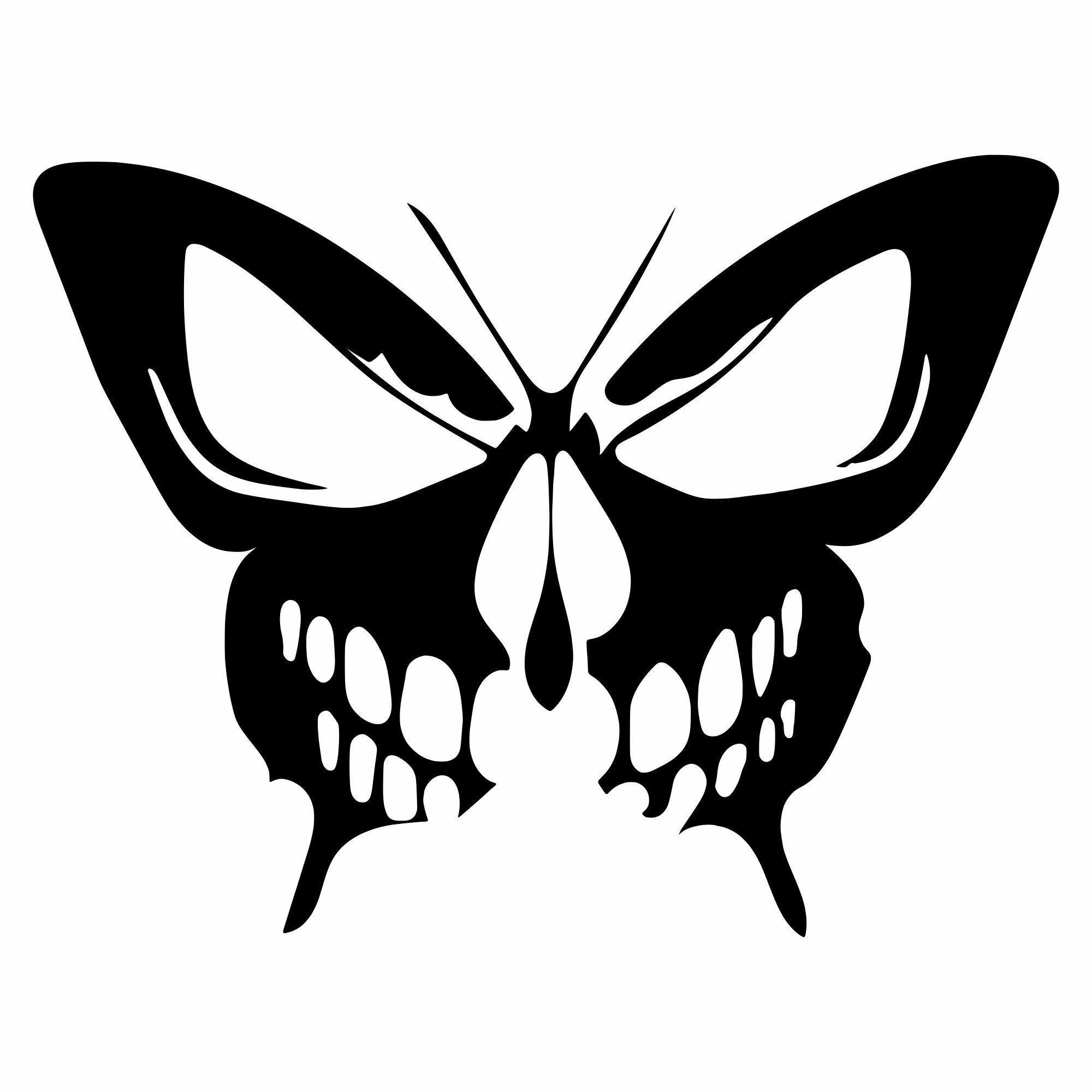 Skull With Butterfly Wings Drawing