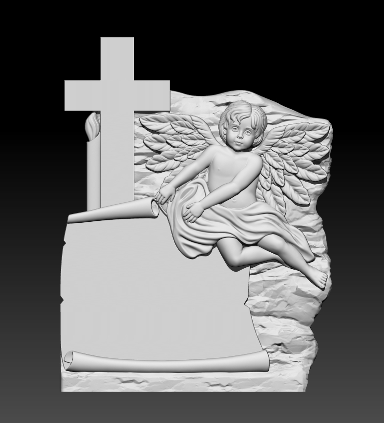 3D STL Model for CNC file Tombstone Angel with papyrus | Inspire Uplift