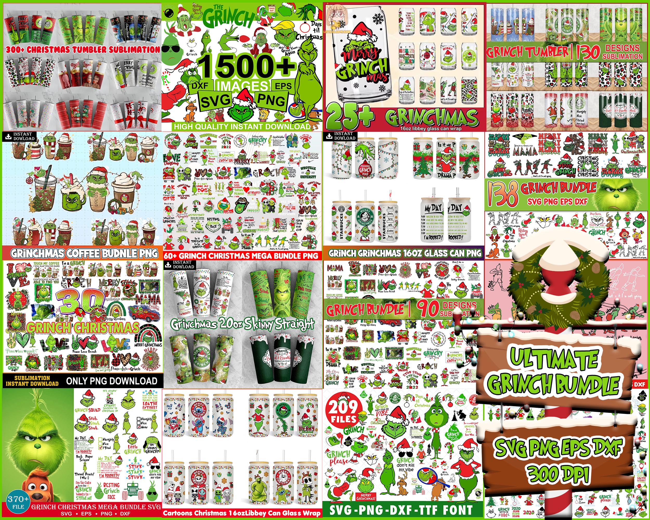 Ultimate Bundle Christmas Grinch SVG PNG EPS | Christmas Bun | Inspire ...