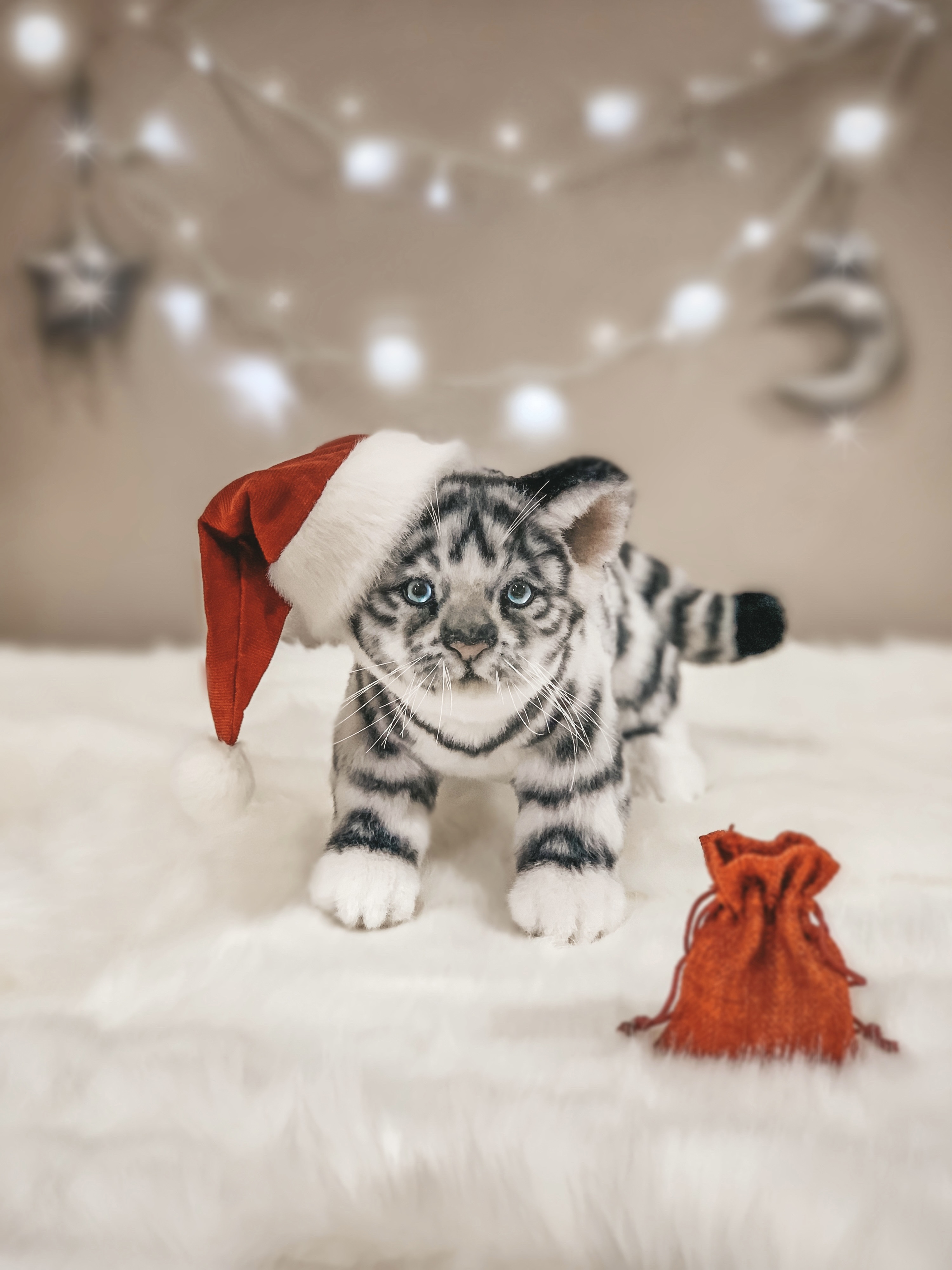 White tiger cub toy. Handmade collectible realistic toy. | Inspire Uplift