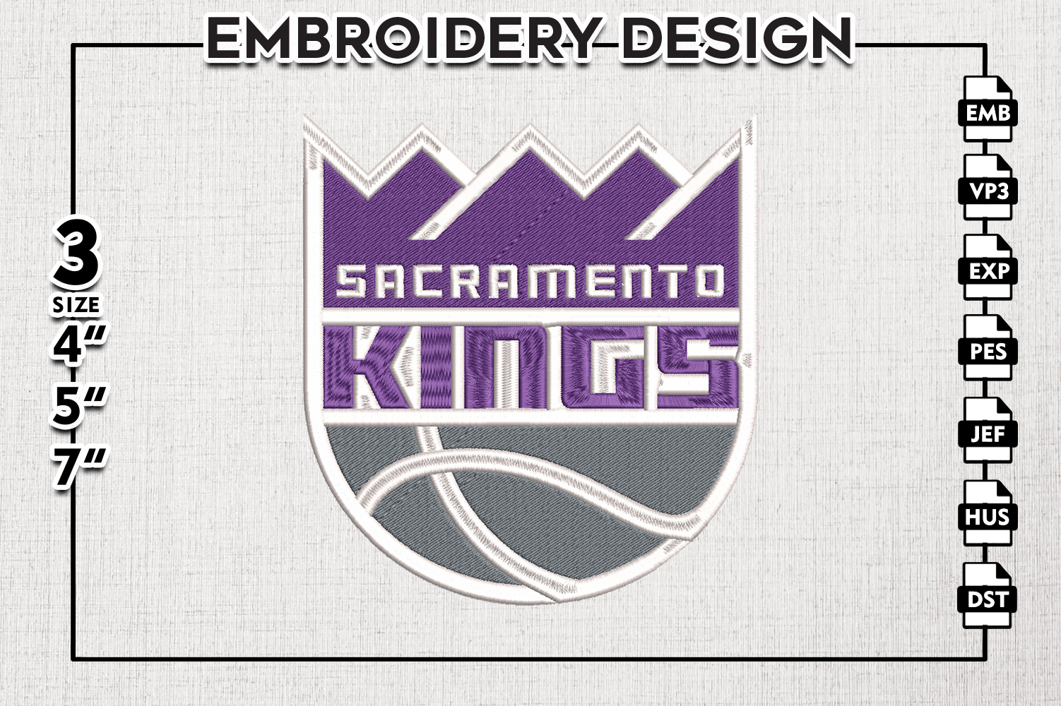 Sacramento Kings Basketball Embroidery Design, Sacramento Ki - Inspire ...