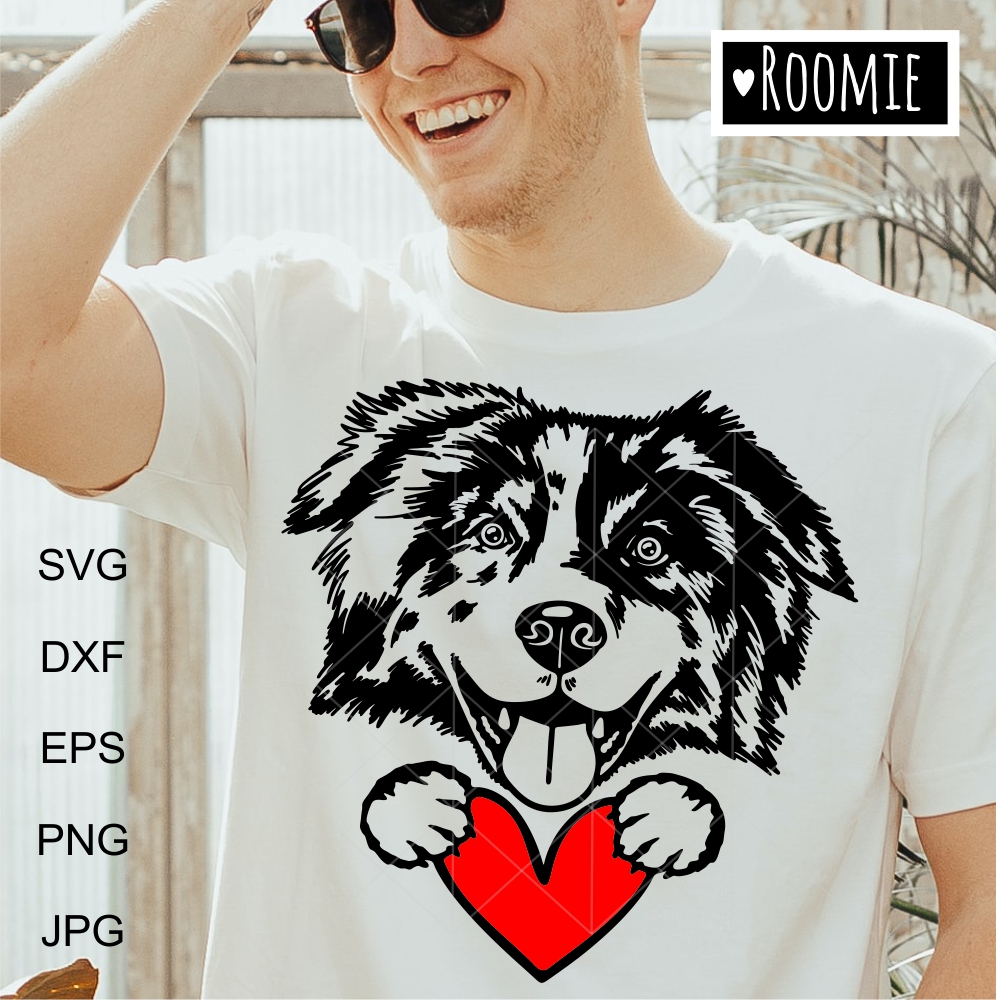 Australian shepherd with heart SVG, Love Aussie svg Shirt De | Inspire ...