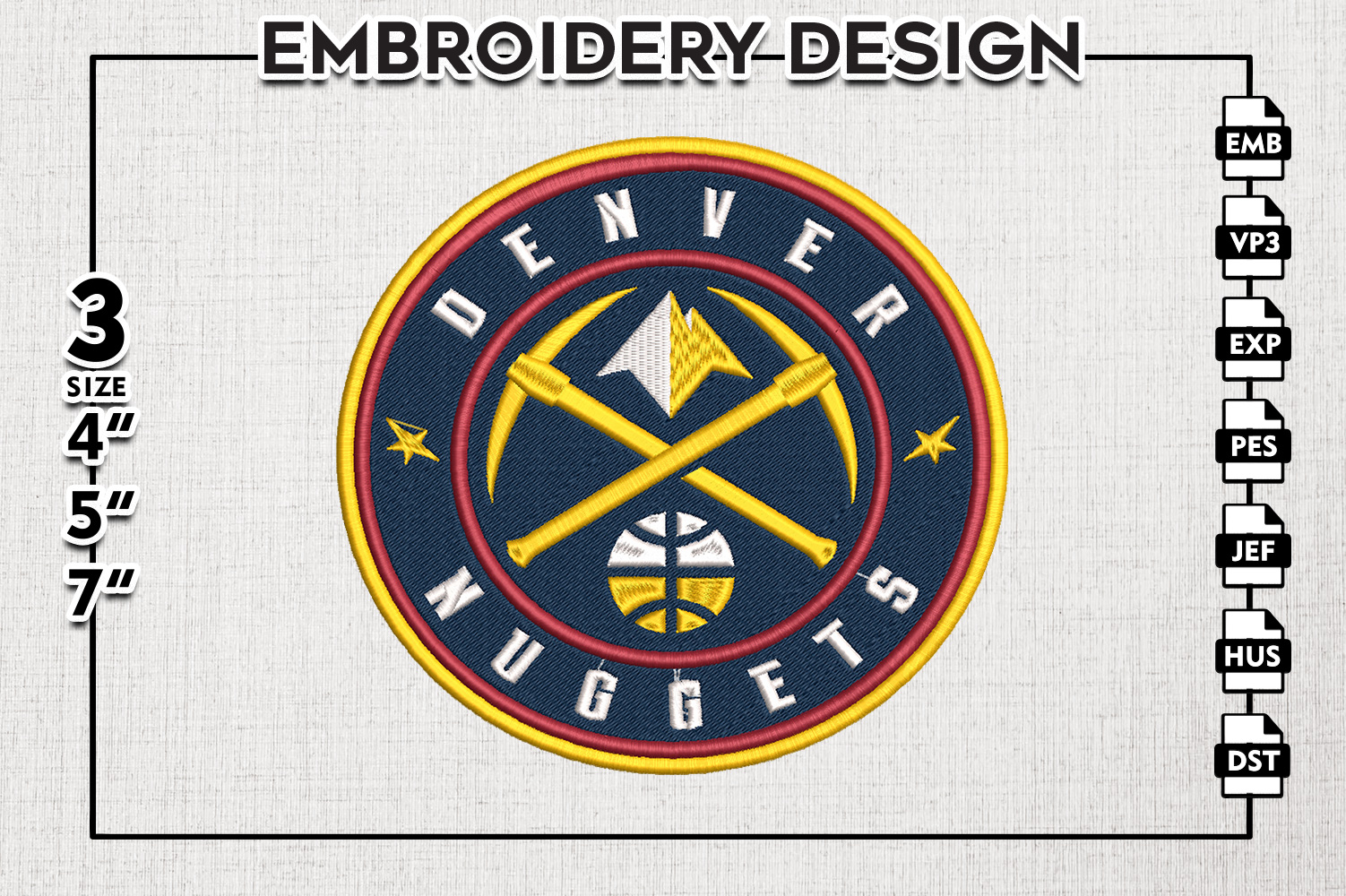 Denver Nuggets Embroidery Design, Denver Nuggets Logo NBA Em | Inspire ...