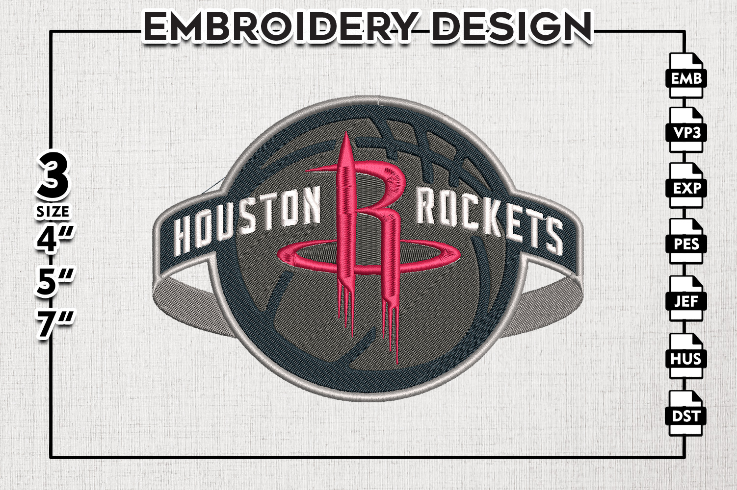 Houston Rockets Embroidery Design, Houston Rockets Logo NBA - Inspire ...