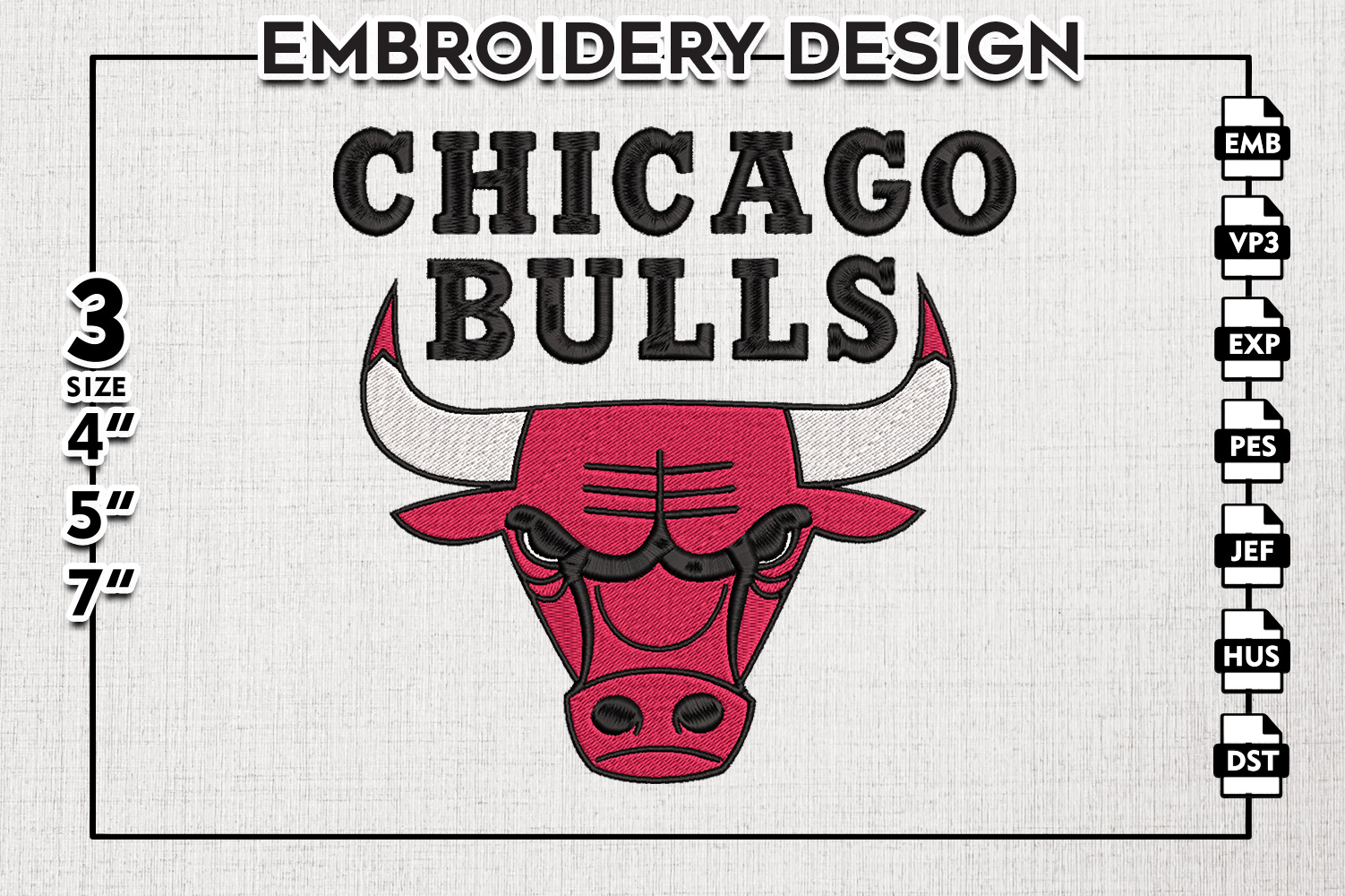 Chicago Bulls Embroidery Design, Bull Logo NBA Embroidery fi - Inspire ...