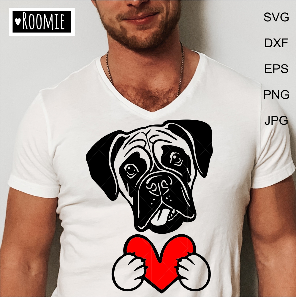 Boxer Portrait With Heart Svg, Love Boxer Dog Lovers Gift, S | Inspire ...