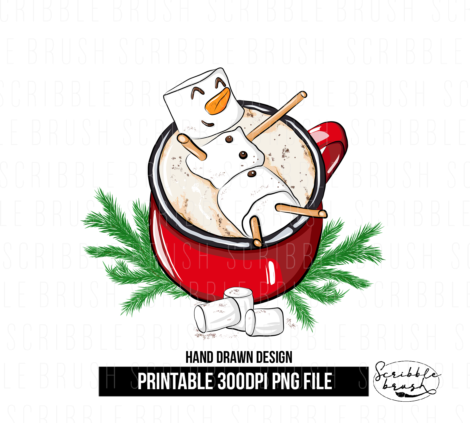 Christmas Marshmallow Snowman Mug Sublimation PNG Design - Inspire Uplift