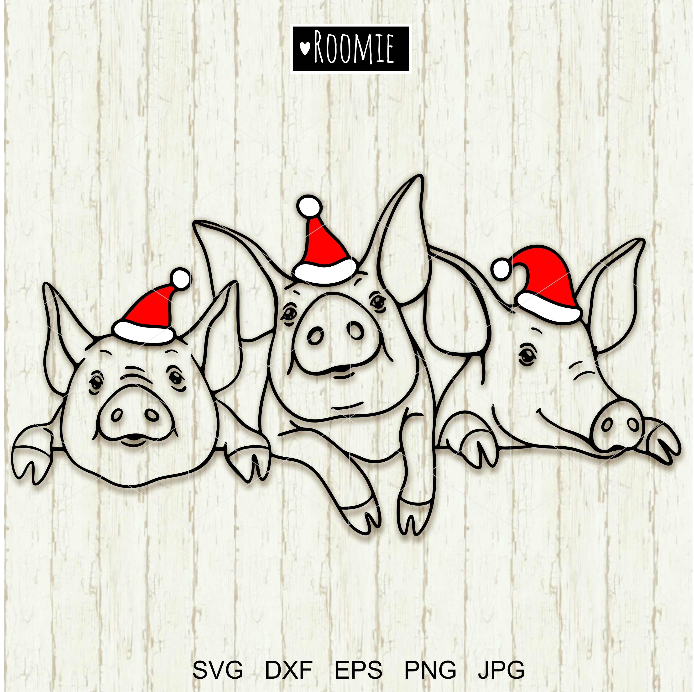 Christmas Pigs SVG, Pig face svg, Farm animals clipart, Pigg | Inspire ...