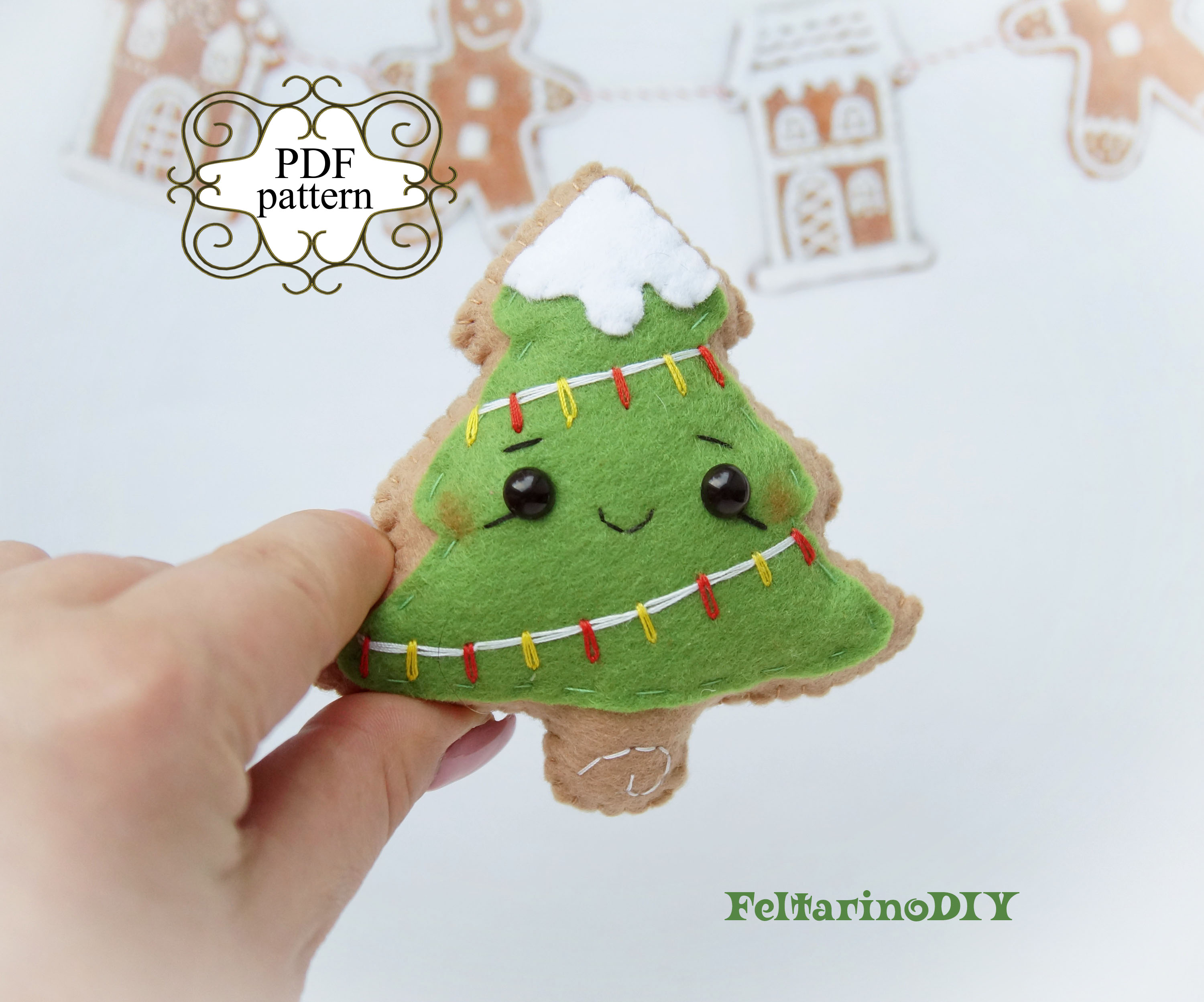 Christmas tree felt pattern, Felt gingerbread tree pattern, | Inspire ...