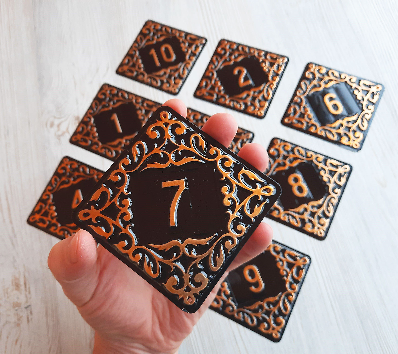 Apartment 7 door number sign decorative - black brass vint - Inspire Uplift