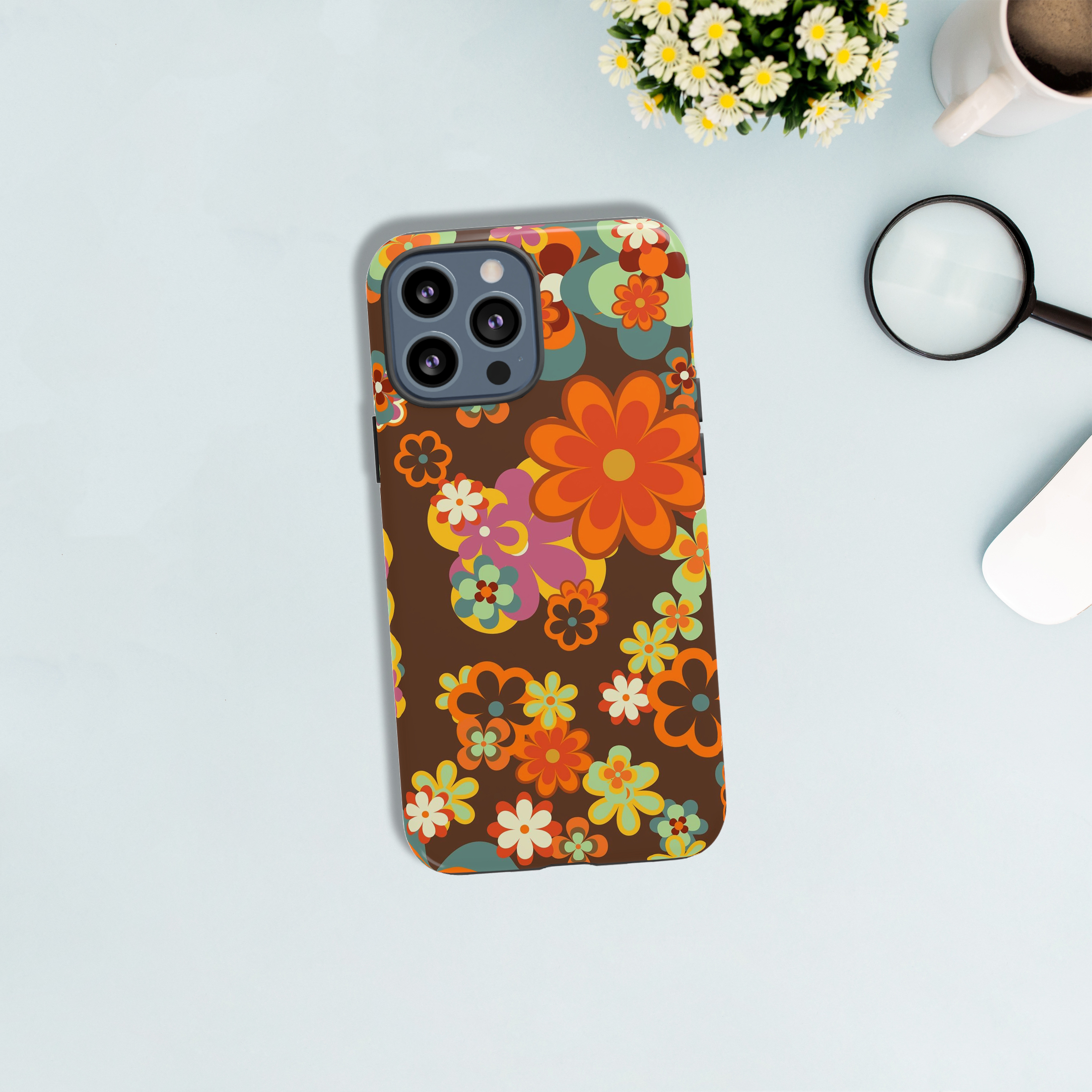 Tough Retro Flowers Groovy Case for iPhone 13 Pro 14 Pro iPh | Inspire Uplift
