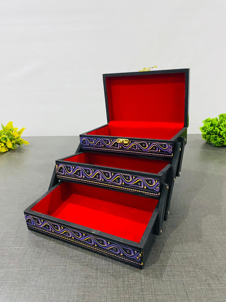 3-Layer Large Wooden Jewelry Box, Luxury Large Ring Necklace | Inspire ...