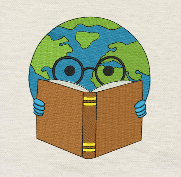 Earth Read Embroidery design 3 Sizes reading pillow-INSTANT | Inspire ...