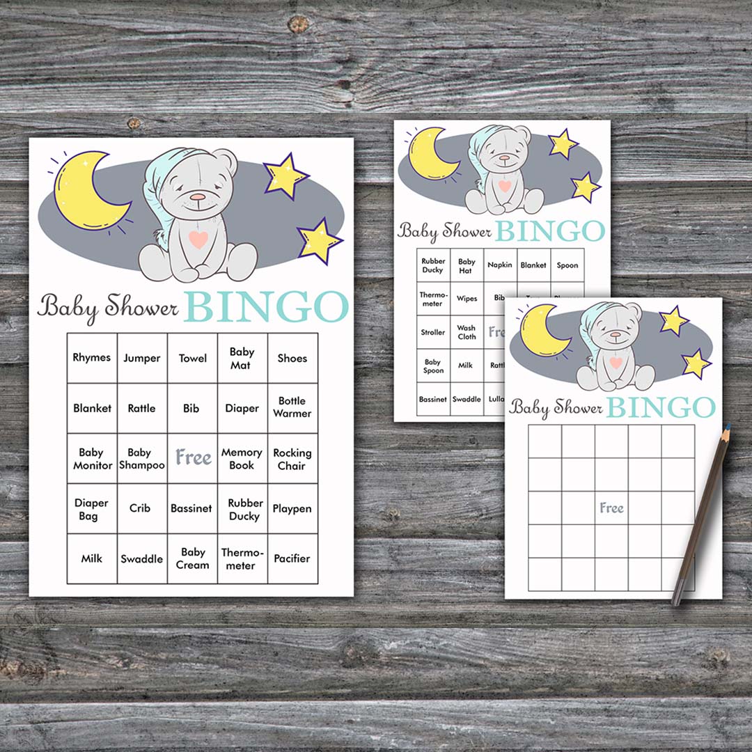 Teddy bear Baby Shower Bingo Cards,Teddy bear Baby Shower Bi | Inspire ...