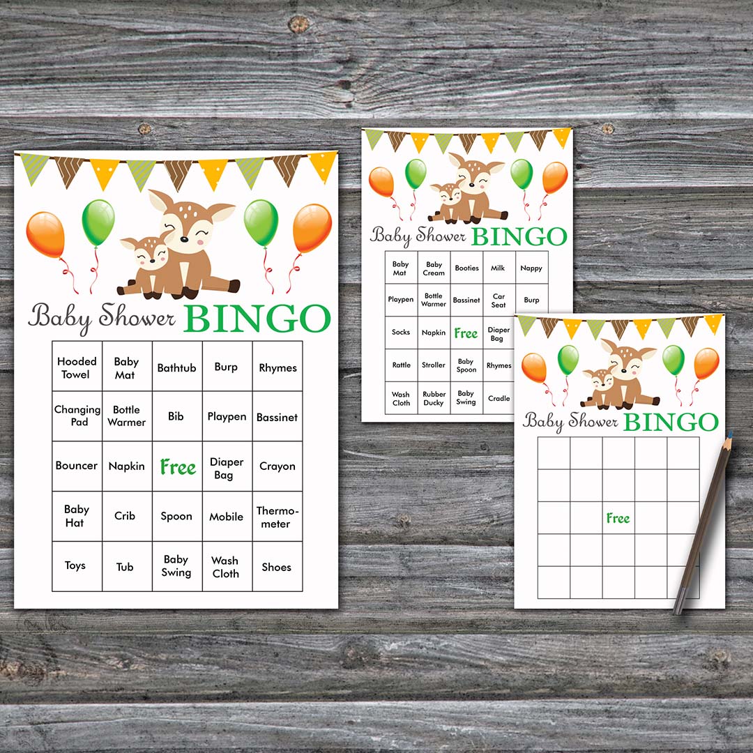 Cute fawn Baby Shower Bingo Cards,Fawn Baby Shower Bingo Gam - Inspire ...