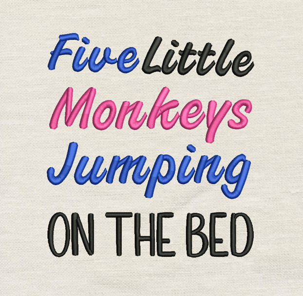 Five monkeys embroidery design 3 Sizes reading pillow-INSTAN | Inspire ...